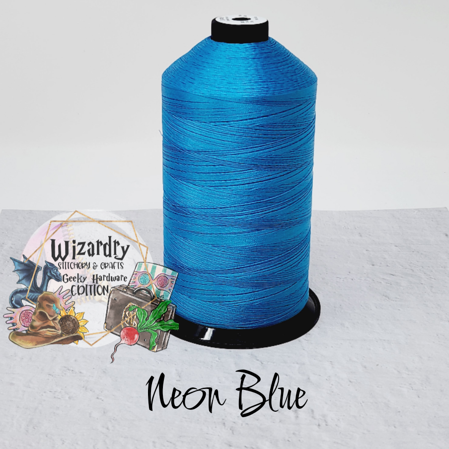 Tex 80 - Bonded Polyester Sewing String - Solid - Neon Blue — Wizardry ...