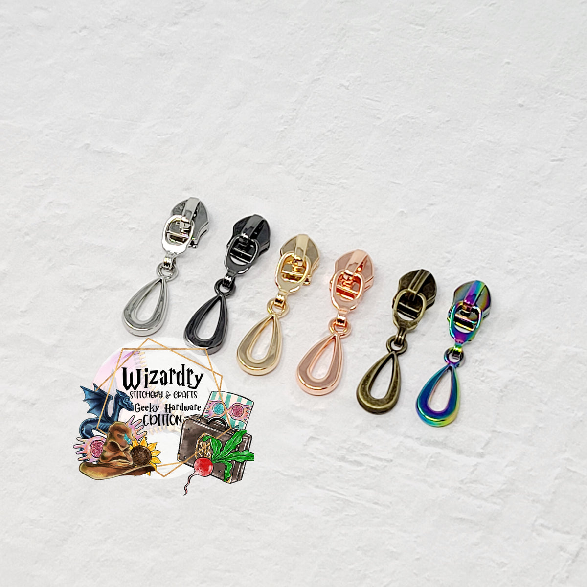Tear Drop (Flat) #5 Nylon Zipper Pulls — Wizardry Stitchery & Crafts, LLC