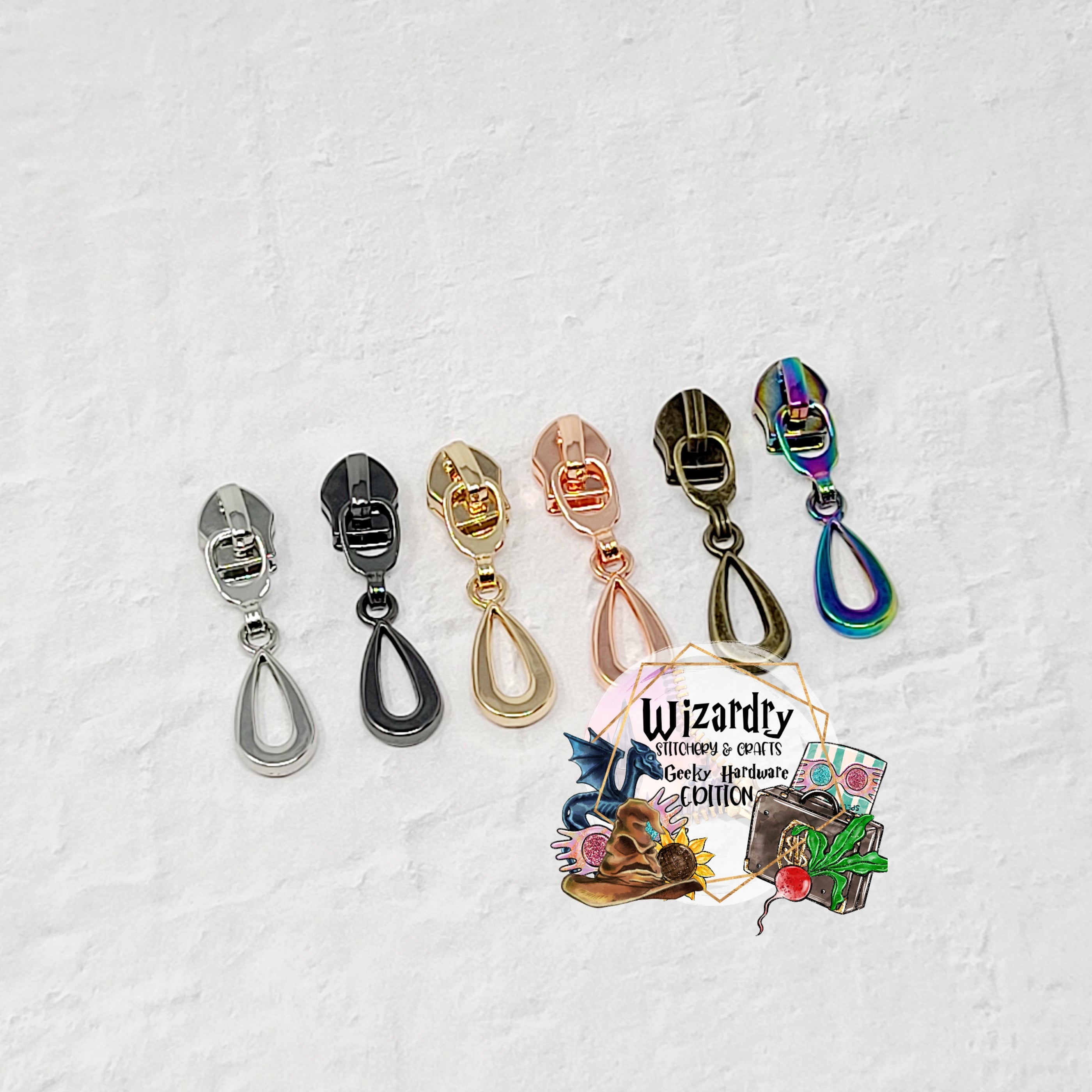 Tear Drop (Flat) #5 Nylon Zipper Pulls — Wizardry Stitchery & Crafts, LLC